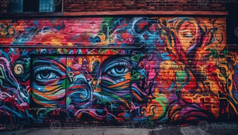 Vibrant Colors Illuminate Modern City Street Graffiti Generated By Ai