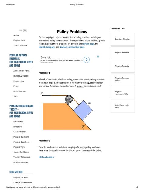 Pulley Problems Pdf Tension Physics Force