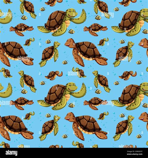 Sea Turtle Seamless Pattern Stock Vector Image Art Alamy