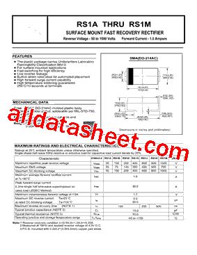 RS1G Datasheet(PDF) - Diotech Company.