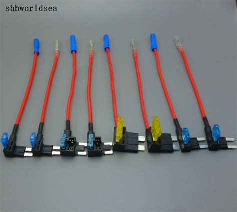 Shhworld Sea 마이크로 2 표준 미니 블레이드 퓨즈 탭 홀더 회로 라인 추가 Atm Apm 자동차 트럭 오토바이 오토바이 1 세트micro Fuse