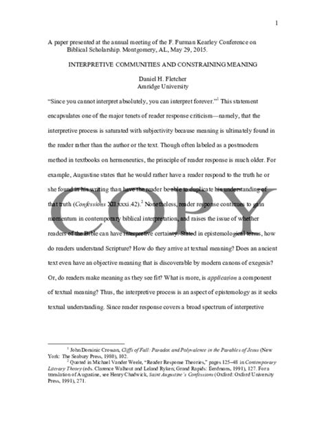 Pdf Interpretive Communities And Constraining Meaning Paper Presentation