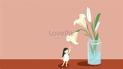 릴리와 함께 아름 다운 그림 소녀 일러스트 무료 다운로드 Lovepik