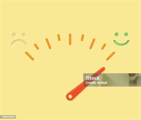 슬프고 행복한 미소와 화살과 추상 생활 행복 미터 그림 아이디어 행복 O미터 느낌 테스트 기분 슬픔과 우울증 관계 삶의 질 등 감정에 대한 스톡 벡터 아트 및 기타 이미지