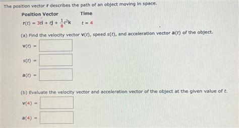 Solved The Position Vector R Describes The Path Of An Object Chegg