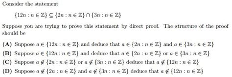 solved consider the statement {12n n elementof z}