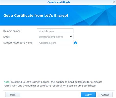 Lets Encrypt Wildcard Certificates Rsynology