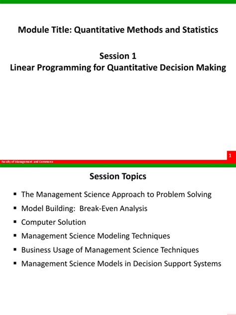 Session 1 Introduction And Graphical Method To Solve Lpp Pdf