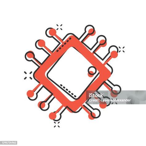 漫畫風格的計算機 Cpu 圖示白色隔離背景上的電路板卡通向量圖主機板晶元飛濺效應業務理念向量圖形及更多中央處理器圖片 中央處理器 主機板 半導體 Istock