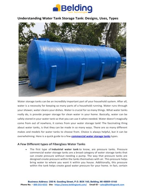 Water Storage Tanks Types Uses Maintenance Guide