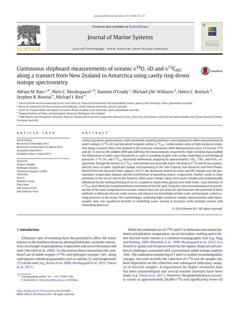 Continuous Shipboard Measurements Of Oceanic 18o D And 13 2014 Journal