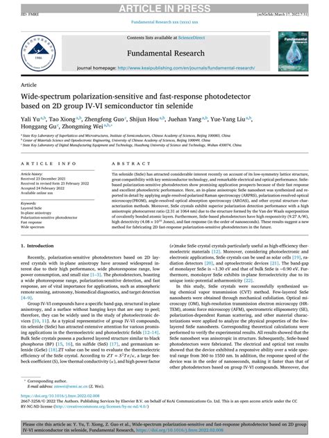 Pdf Recent Advances In Wide Spectrum Photodetectors Based On Low Dimensional Semiconductors