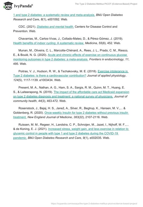 The Type 2 Diabetes Mellitus Picot Project 1001 Words Research Paper Example