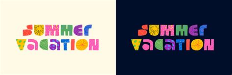 여름 방학 추상 장식 비문 개념입니다 휴일 프로모션 이벤트를 위한 현대적인 다채로운 그래픽 모양 레터링 여름 시즌 트렌디 한 크리 에이 티브 로고입니다 햇볕이 잘 드는 밝은