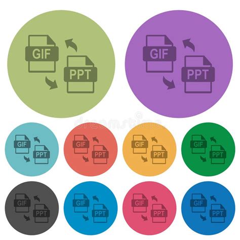  Ppt File Conversion Color Darker Flat Icons Stock Vector Illustration Of Export Circular