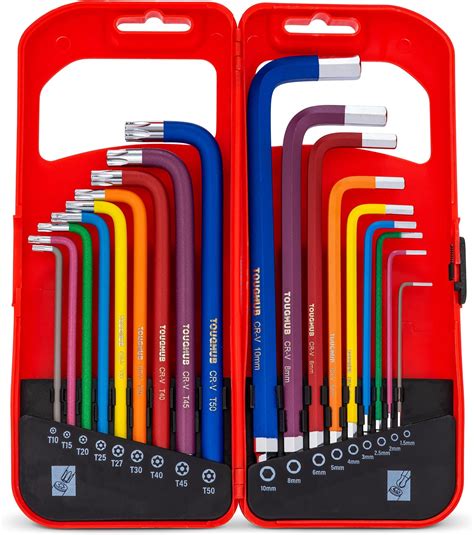 Toughhub 18 Pcs Allen Key Set Metric Allen Key Set And Torx Allen Key Set Combined Long Arm