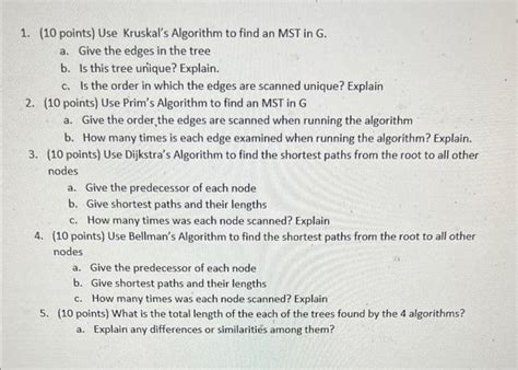 Solved For All The Questions Below Use The Undirecged Graoh