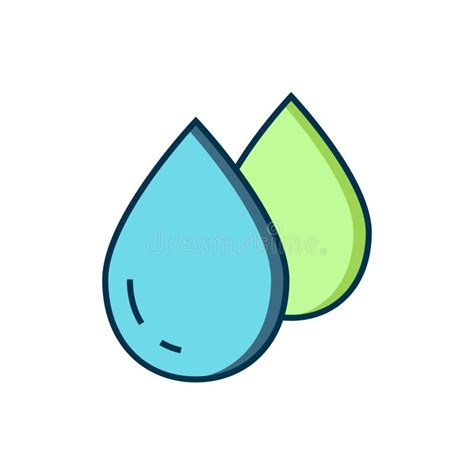 Filled Outline Water Drop Icon Isolated On White Background Flat Filled Outline Style With