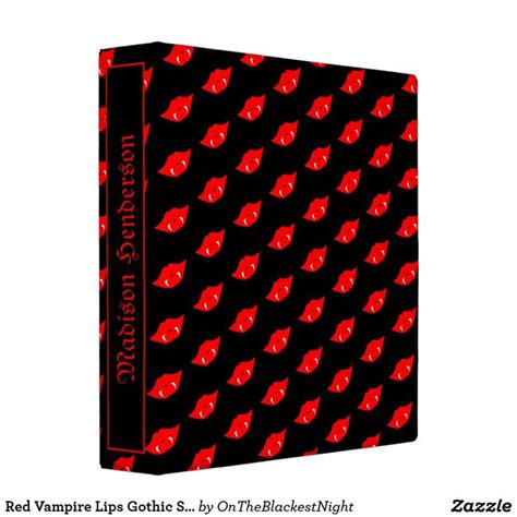 red vampire lips gothic script 3 ring binder zazzle vampire lips