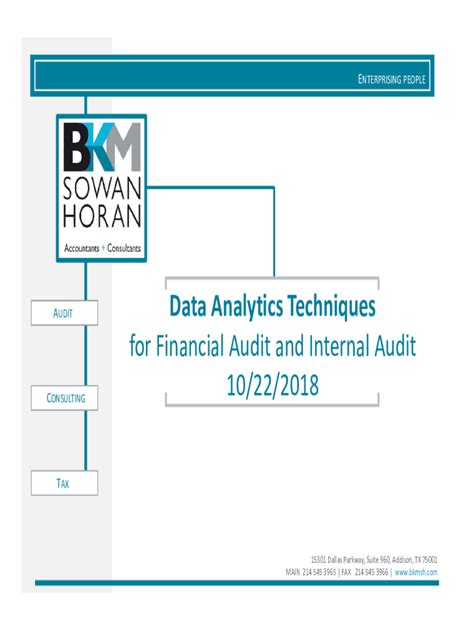 Fillable Online Data Analytics Techniques For Financial Audit And