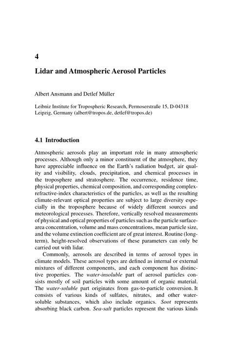 Pdf Lidar And Atmospheric Aerosol Particles
