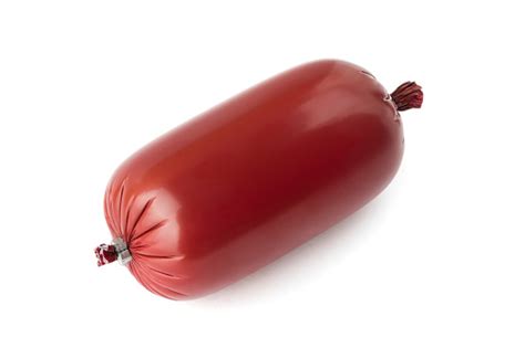 흰색 배경에서 패키지에 소 하 세 삶은 지 플라스틱에 소시지 껍질에 고립 된 흰색 배경 소시지에 대한 스톡 사진 및 기타 이미지 소시지 포장 가득 찬 Istock