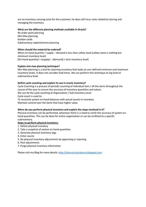 Oracle Scm Functional Interview Questions And Answers Inventory Module Part Iii Pdf