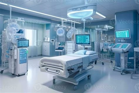Image Showcasing A Well Organized And Technologically Advanced Intensive Care Unit Icu With