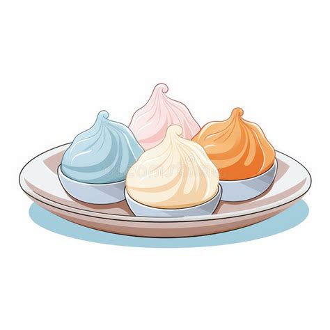 Minimalist Cartoon Vector Of 5 Pieces Modak On Plate With White Background Generative Ai Stock