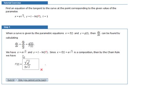 Solved Tutorial Exercise Find An Equation Of The Tangent To Chegg