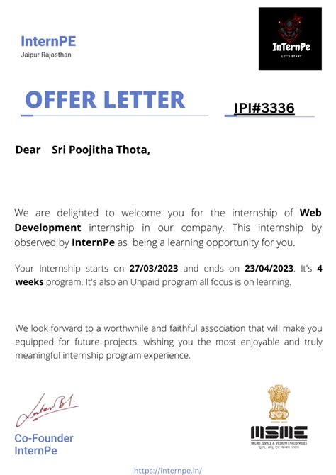 internpe internship webdevelopment intern sri poojitha thota