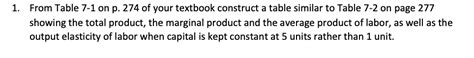 solved 1 from table 7 1 on p 274 of your textbook