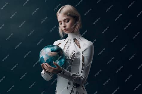 Premium Ai Image Girl Ai Holding A Globe In Her Hands
