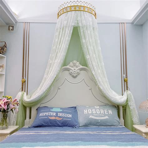 공주 왕관 모기장 침대 커튼 어린이 방 장식 침대 옆 털실 그물 로맨틱 공주 텐트 침대 캐노피 밸런스 Aliexpress