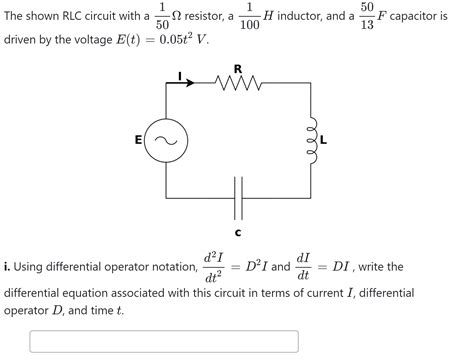 Solved The Shown Rlc Circuit With A 501Ω Resistor A 1001h