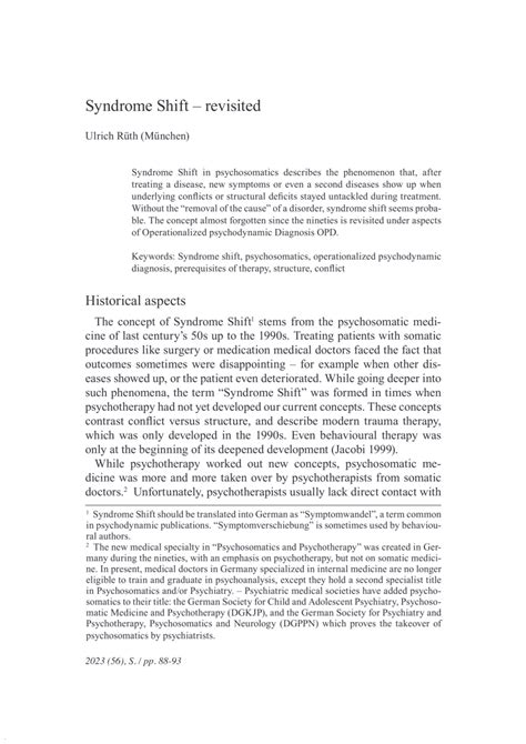 Pdf Syndrome Shift Revisited
