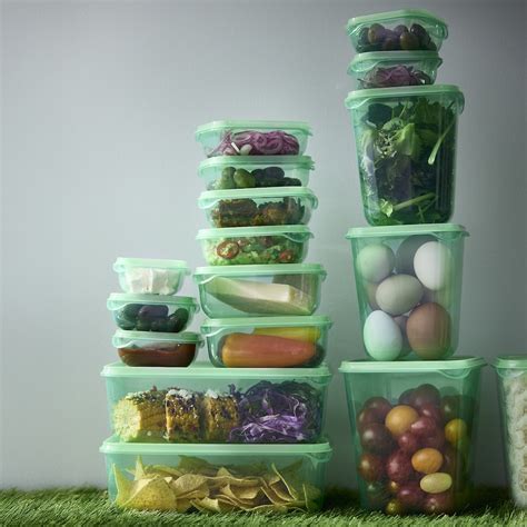 Pruta Food Container With Lid Set Of 17 Green Ikea