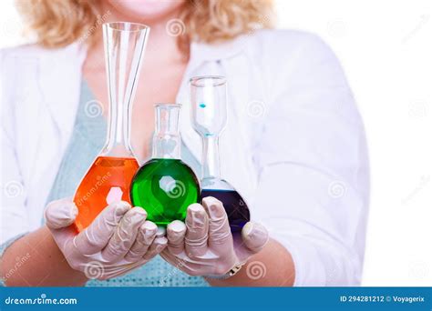 Chemist Woman Holds Test Flask Stock Photo Image Of Chemistry Tube 294281212