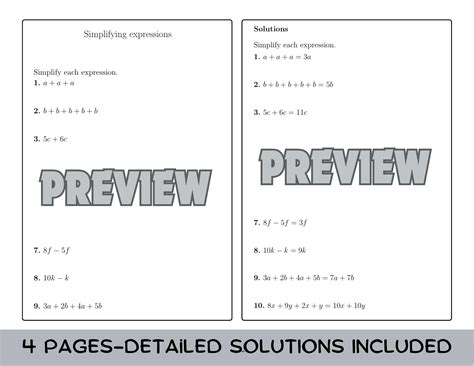 Simplifying Expressions By Collecting Like Terms Worksheet No 2 With Solutions Teaching