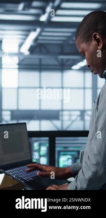 Vertical Video Engineer In Data Center Operating Notebook Deploying New Server Architectures