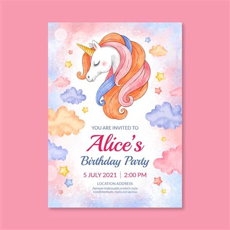 Шаблон Приглашение На День Рождения Единорог Изображения скачать бесплатно на Freepik