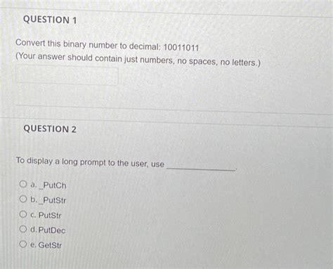 Solved QUESTION Convert This Binary Number To Decimal Chegg Com