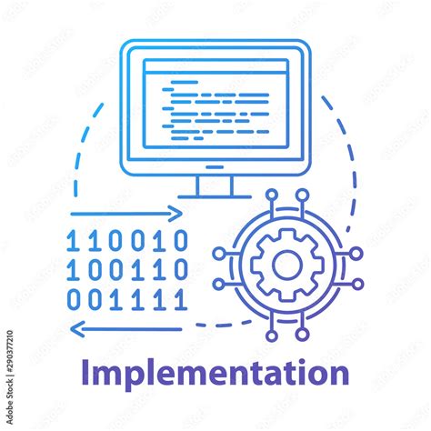 Implementation Concept Icon Software Coding Computer Programming And Deployment Idea Thin Line