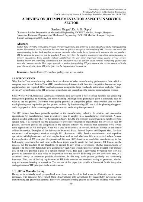Pdf A Review On Jit Implementation Aspects In Service Sector