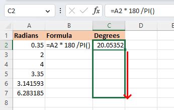 How To Convert Radians To Degrees In Excel