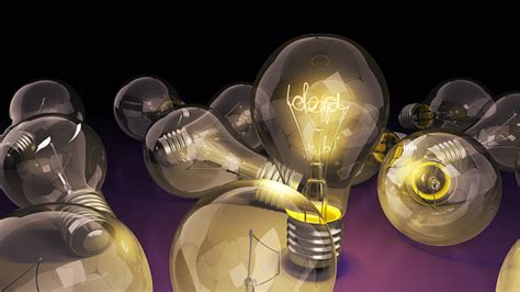 프레 젠 테이 션 3d 렌더링 이미지 배경 안에 단어 아이디어 생각 전구의 개념 0명에 대한 스톡 사진 및 기타 이미지 0명 3차원 형태 개념 Istock