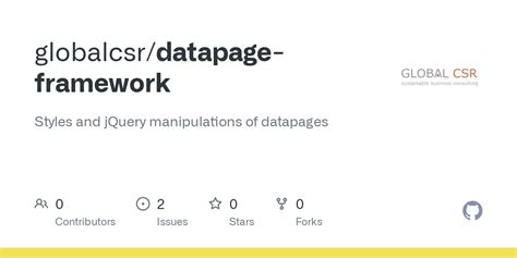 github globalcsr datapage framework styles and jquery manipulations