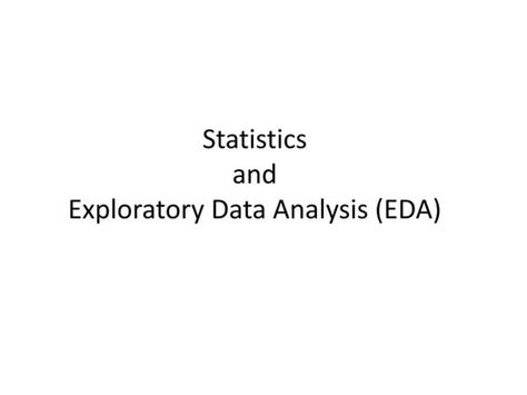 Statistics And Exploratory Data Analysis Pdf