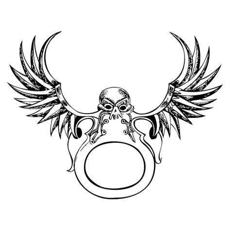 손으로 그린 날개 해골 이미지 Ai Eps Uidownload