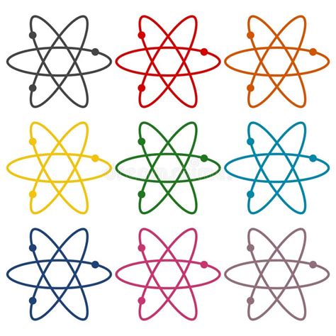 Atom Icons Set Stock Vector Illustration Of Molecular